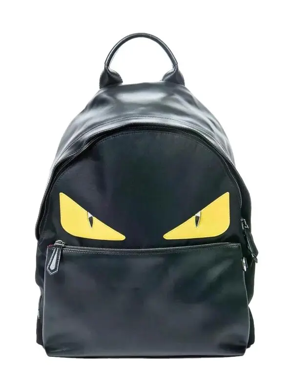 Fendi Leather Backpack With Eye Detail - Black