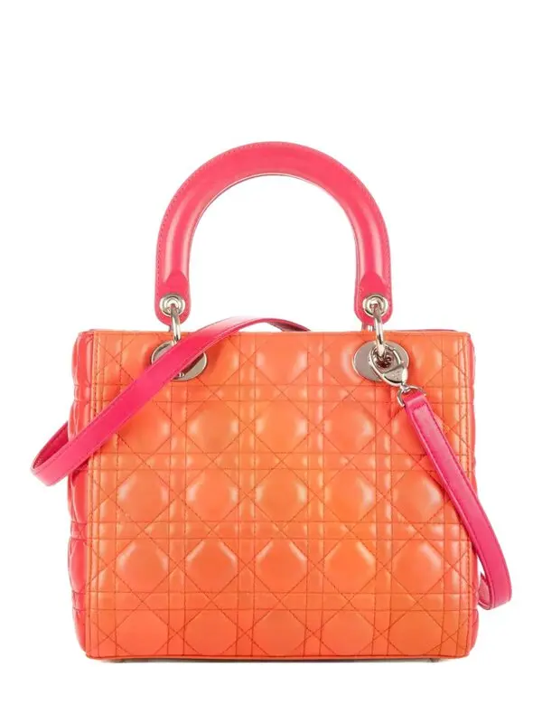 Dior Quilted Top-handles Tote Bag - Orange