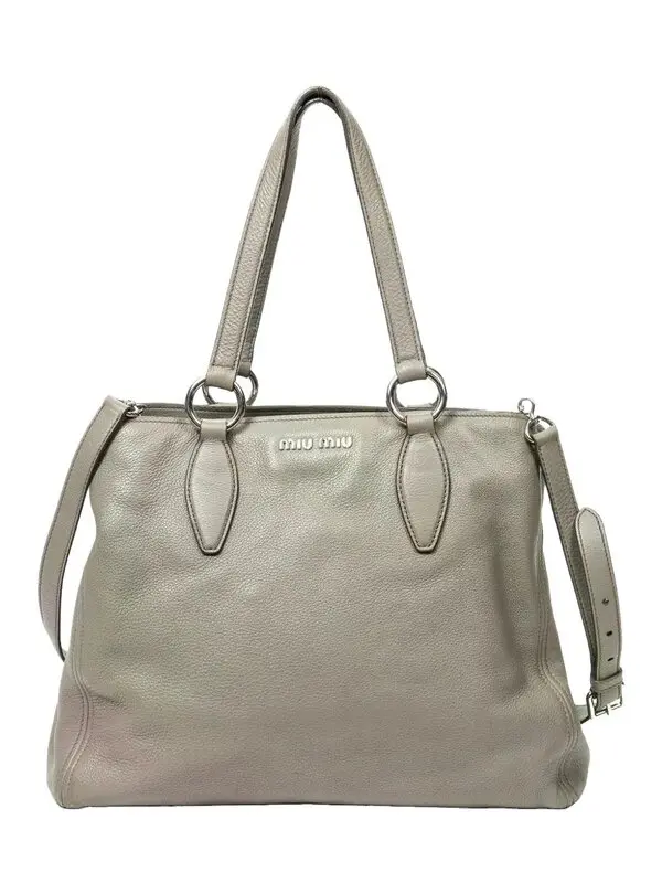 Miu Miu Logo-lettering Tote Bag - Grey