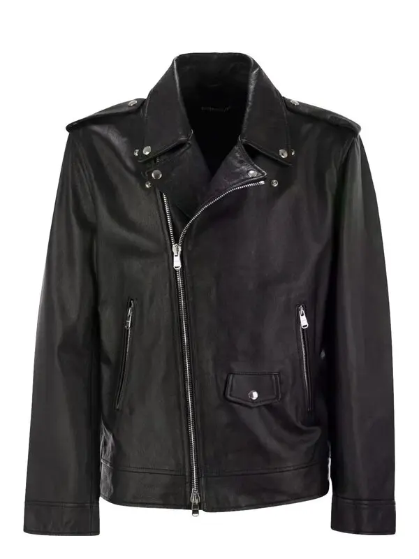 DONDUP Leather Biker Jacket - Black