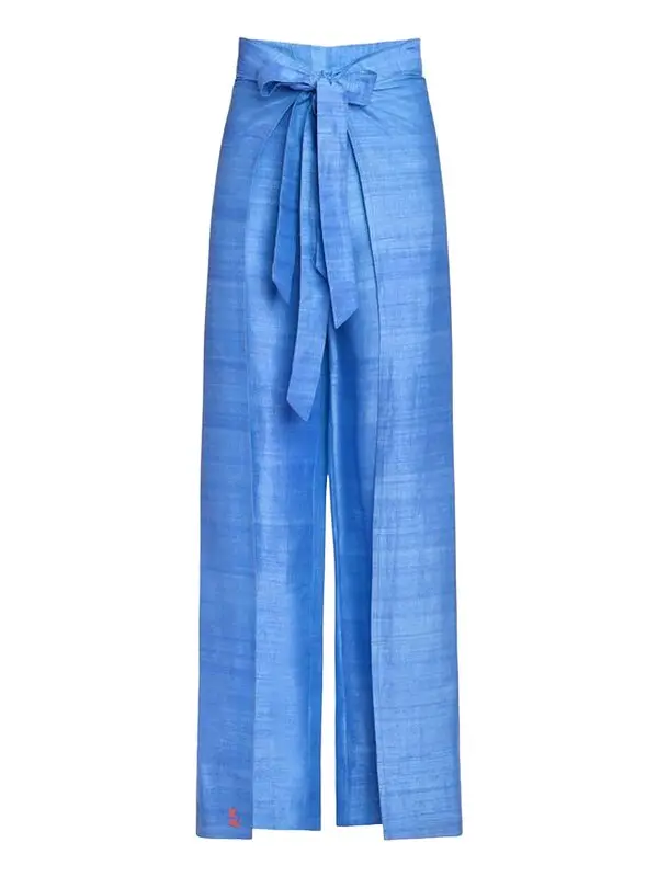 CONIGLIO PALM BEACH Two-panel Silk Wide-leg Pants - Blue