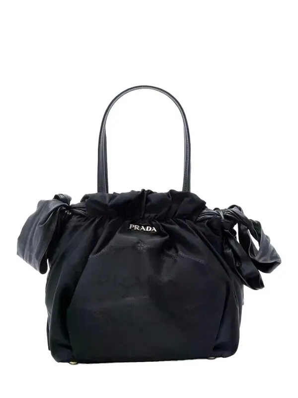 Prada Tessuto Logo Bow Satchel - Black