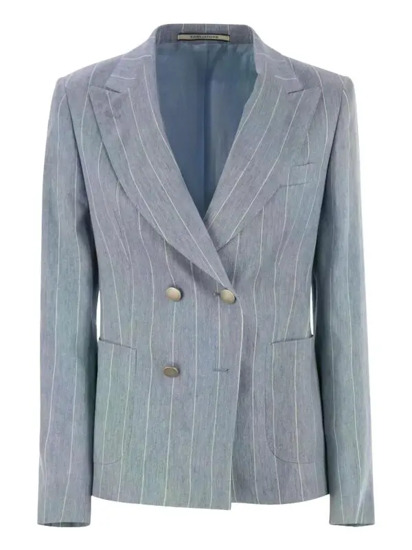 Tagliatore Double-breasted Striped Blazer - Blue