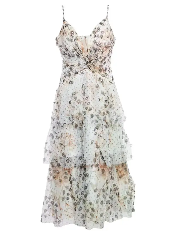 Marchesa Polka Dot Tulle Dress - White