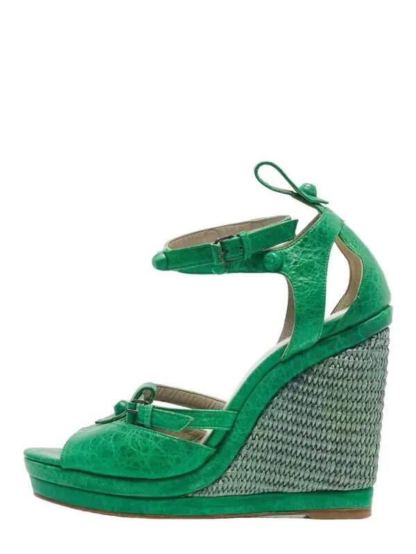 Balenciaga Studded Wedge Sandals - Green