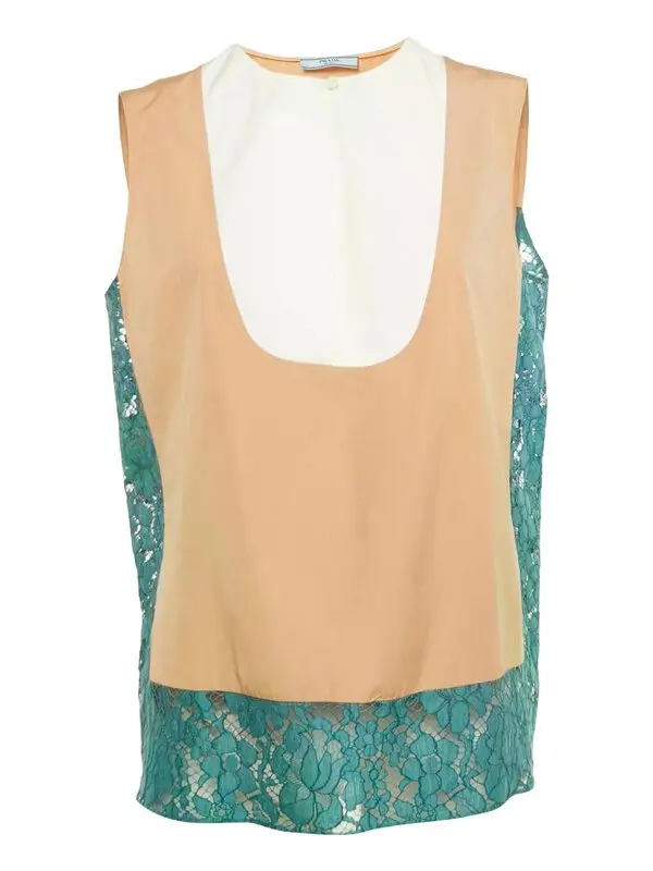 Prada Lace-trim Sleeveless Top - Neutrals