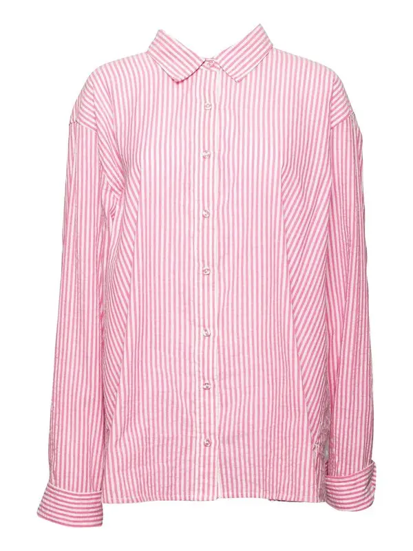 CONIGLIO PALM BEACH Classic Relaxed Cotton-blend Striped Shirt - Light Pink