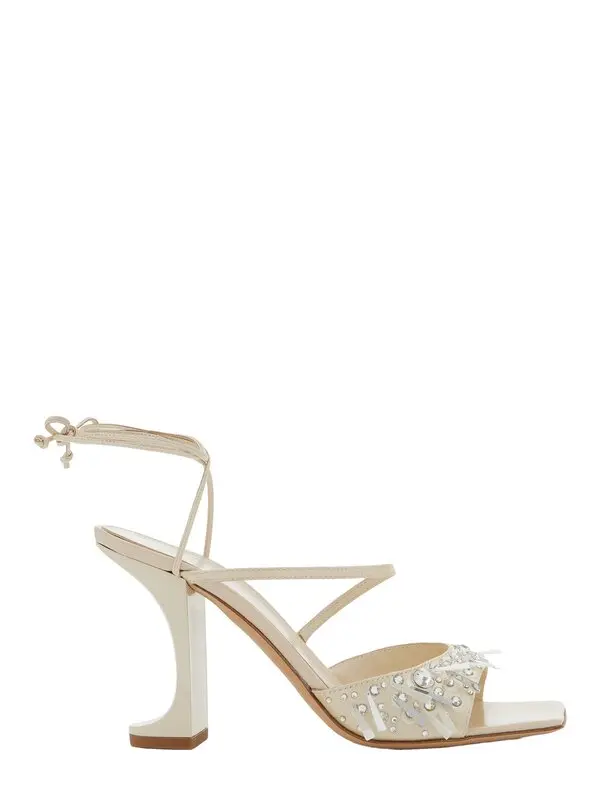 IZIE Arno Embellished Satin Sandals - Ivory
