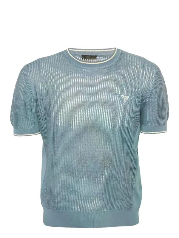 Prada Open-knit Logo T-shirt - Blue