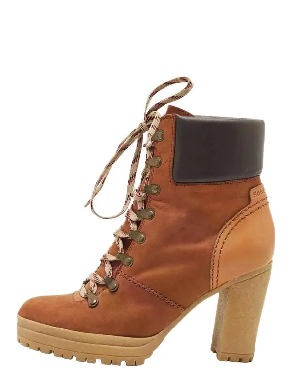 See By Chloé Panelled Lace-up Boots - Brown