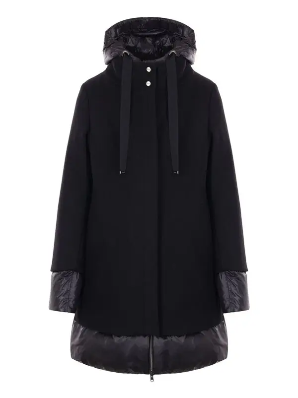 Herno Flared Padded Wool Coat - Black