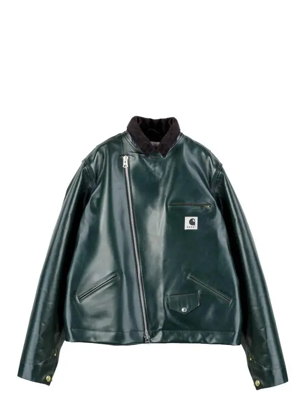 Sacai X Carhartt Wip Leather Jacket - Green