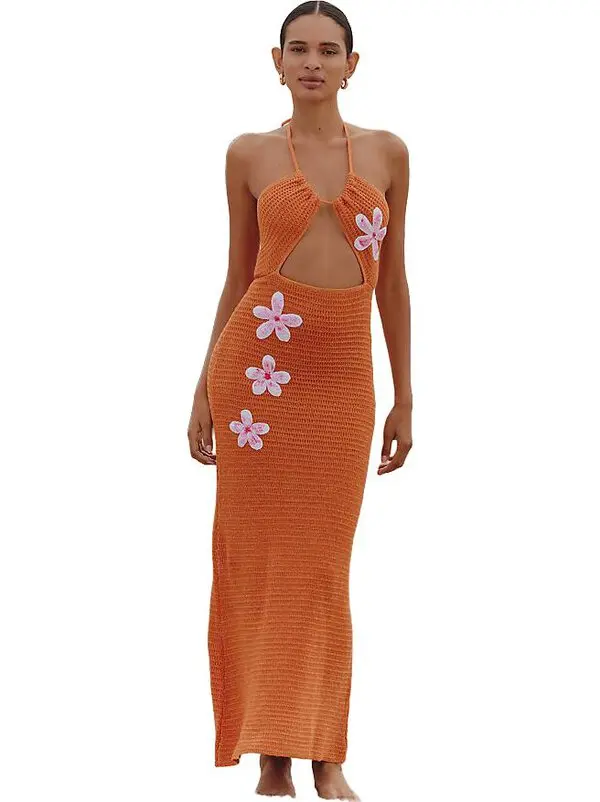 CAPITTANA Pippa Cut-out Halter Maxi Dress - Orange