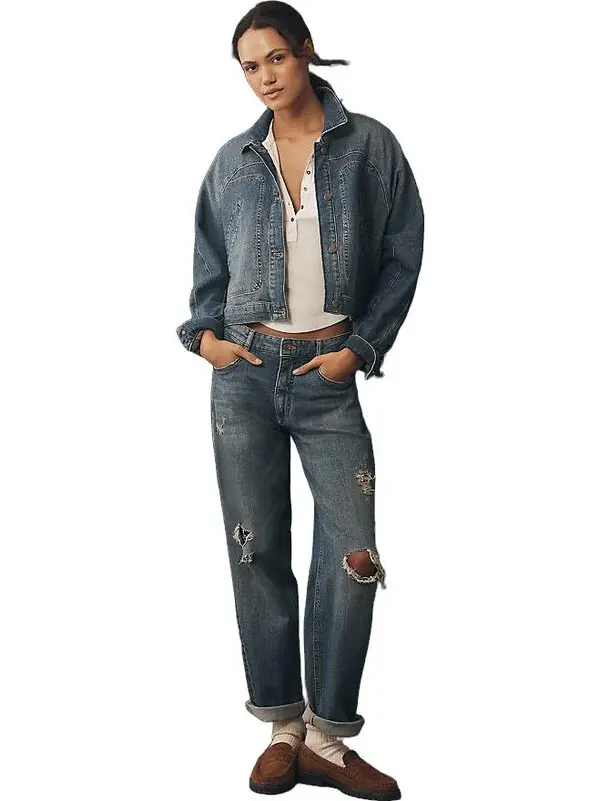 PILCRO Regenerative Cotton Baggy Boyfriend Mid-rise Relaxed Jeans - Medium Denim