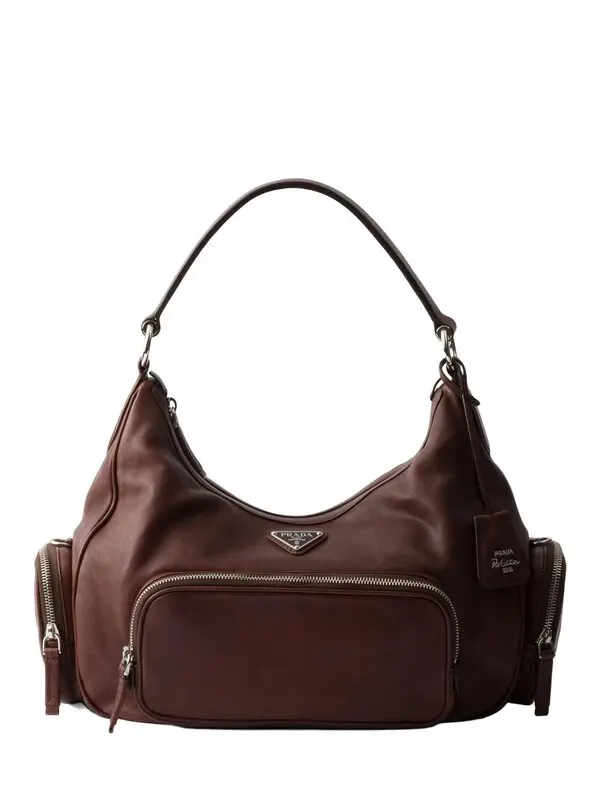 Prada Medium Leather Shoulder Bag - Brown