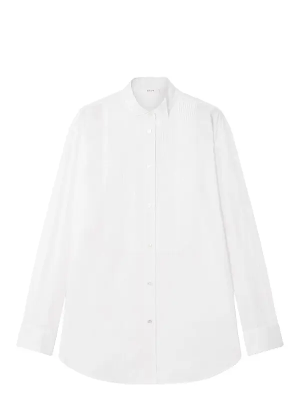 THE ROW Erelia Pintucked Cotton-poplin Shirt - White