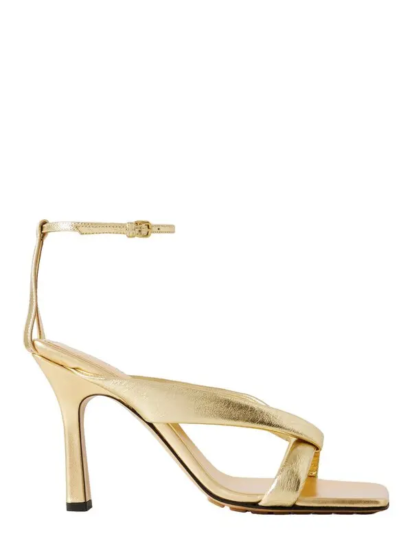 Bottega Veneta Riva Padded Metallic Leather Sandals - Gold