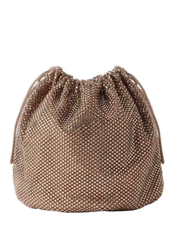 Saint Laurent Crystal-embellished Mesh Pouch - Brown