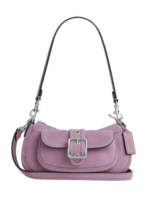 COACH® Ashton Mini Shoulder Bag - Suede/silver/light Violet