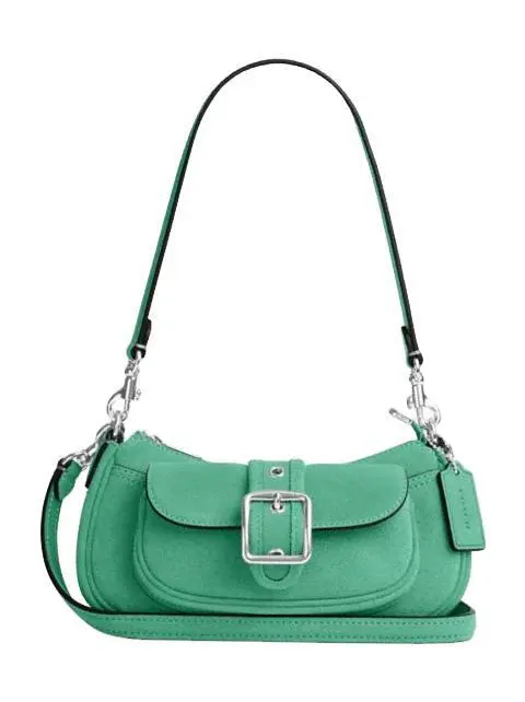 COACH® Ashton Mini Shoulder Bag - Suede/silver/mint