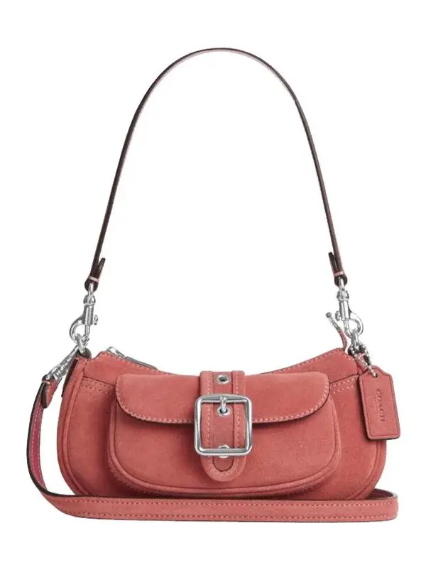 COACH® Ashton Mini Shoulder Bag - Suede/silver/pink