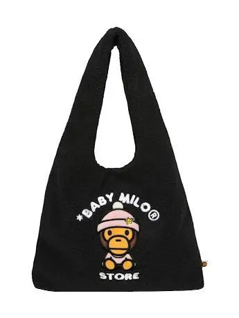 A BATHING APE Baby Milo Sherpa Fur Large Tote Bag - Black
