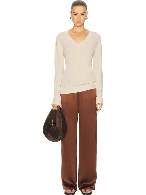 Enza Costa Cashmere V-neck Sweater - Alabaster