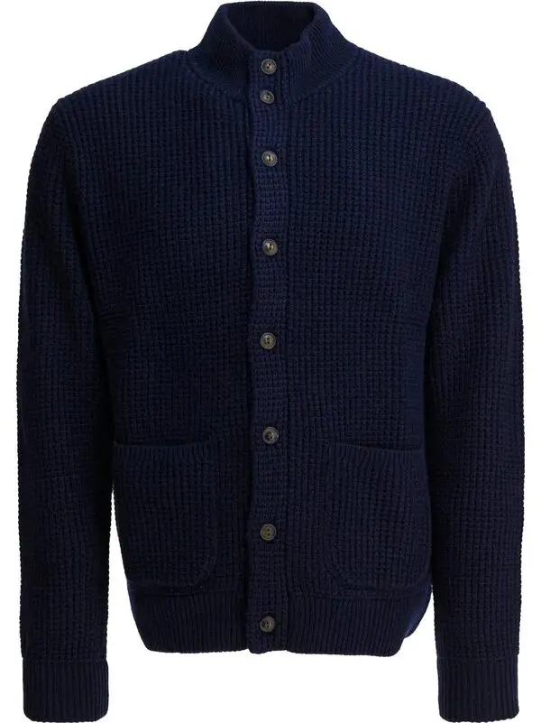 Ralph Lauren Mock Neck Wool-blend Cardigan - Blue
