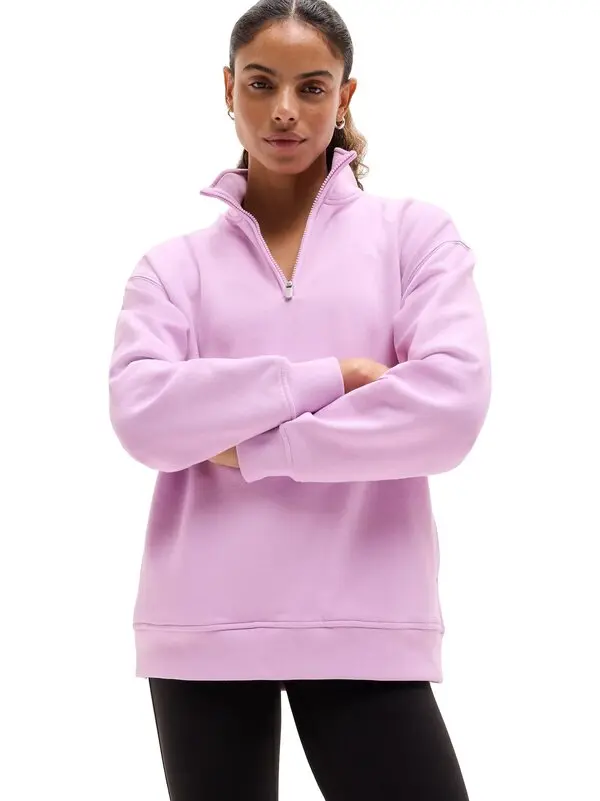 Athleta Forever Fleece 1/4 Zip Sweatshirt - Fleur