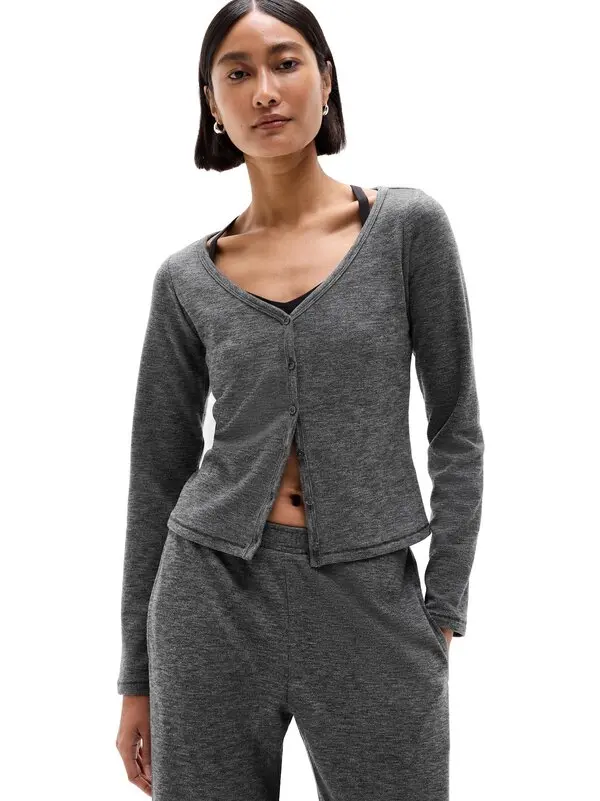 Athleta Sunday Rib Cardigan - Dark Grey