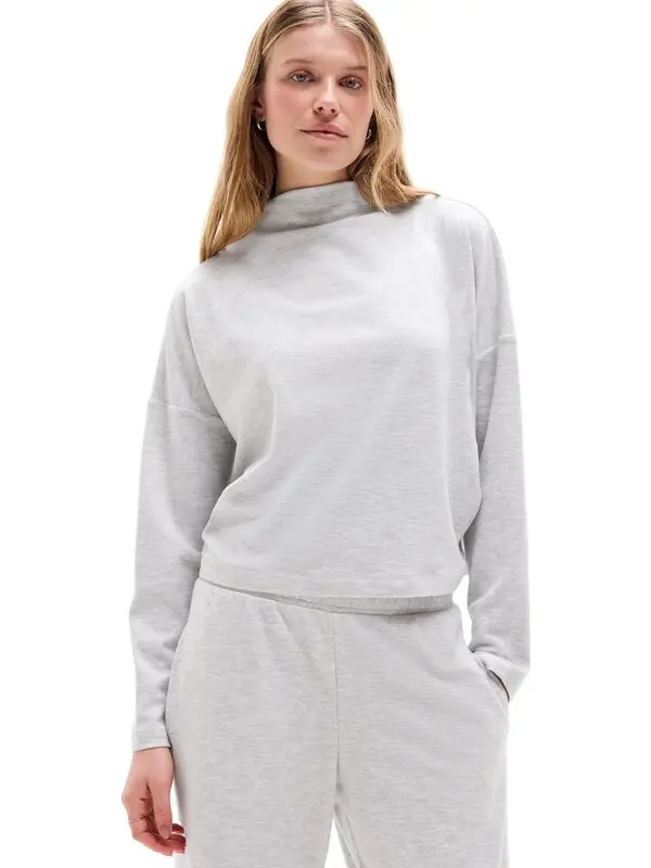 Athleta Sunday Rib Dolman Top - Fog Grey Heather