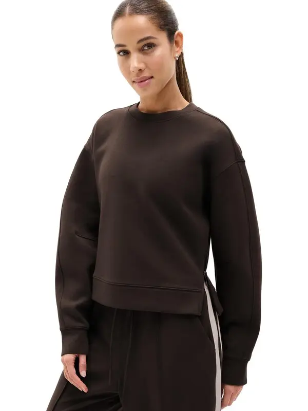 Athleta Relaxed Knit Crewneck Sweatshirt - Truffle