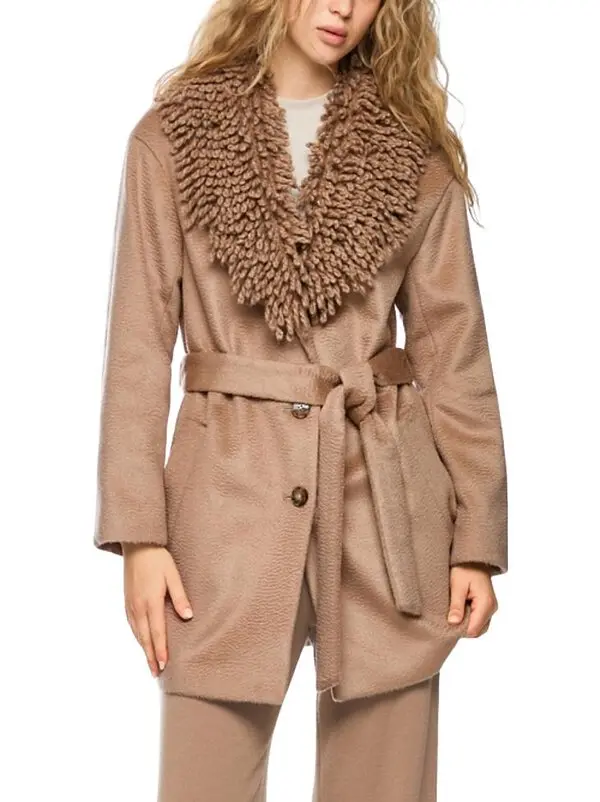 MARC CAIN Coat With Collar - Light Brown