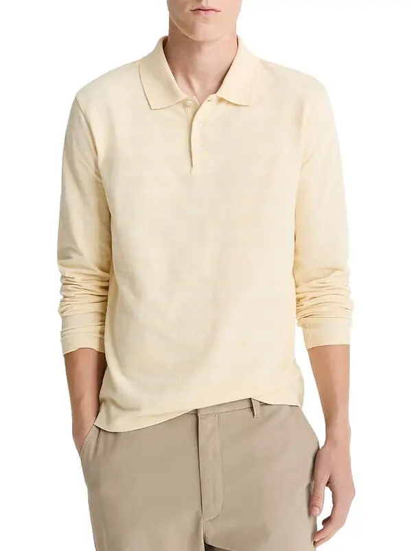 Vince Long Sleeve Jacquard Polo Shirt - Meadowlark