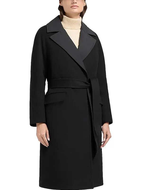 Moose Knuckles Lafleur Wool Blend Long Wrap Coat - Black