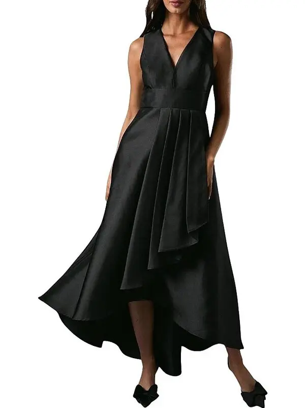 Coast Sleeveless Plunge Waterfall Maxi Dress - Black