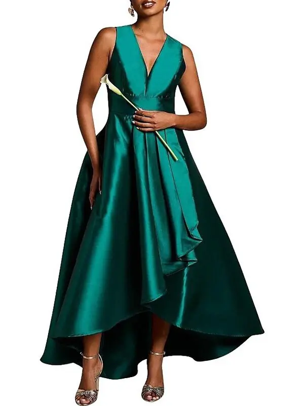 Coast Sleeveless Plunge Waterfall Maxi Dress - Emerald