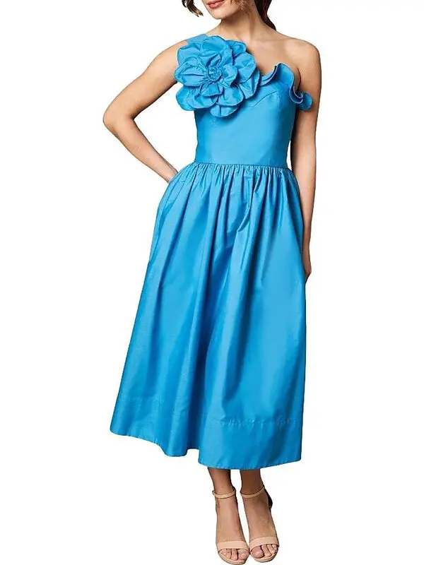 Coast One-shoulder Corsage Midi Dress - Blue