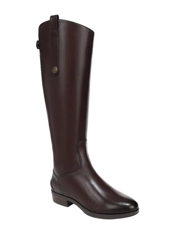 Sam Edelman Penny 2 Leather Riding Boots - Dark Brown