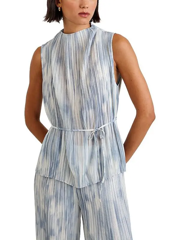 Bella Dahl Mock Neck Top With Tie Belt - Painted Snow