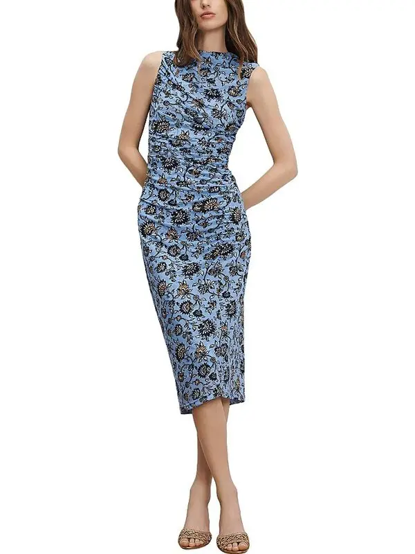 Veronica Beard Sylviani Printed Dress - Ice Blue Multi