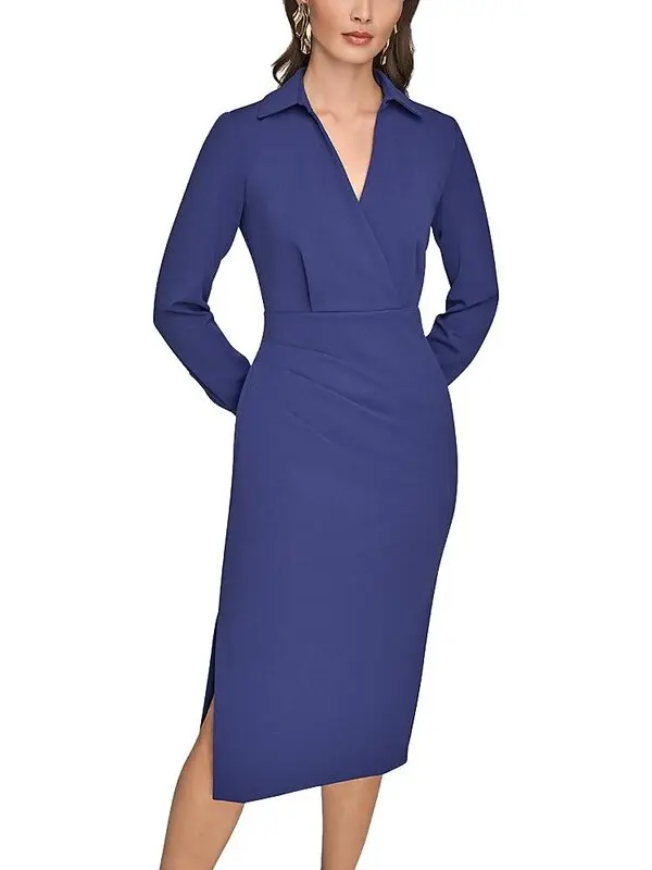 Donna Karan New York Side Gathered Midi Dress - Deep Sea
