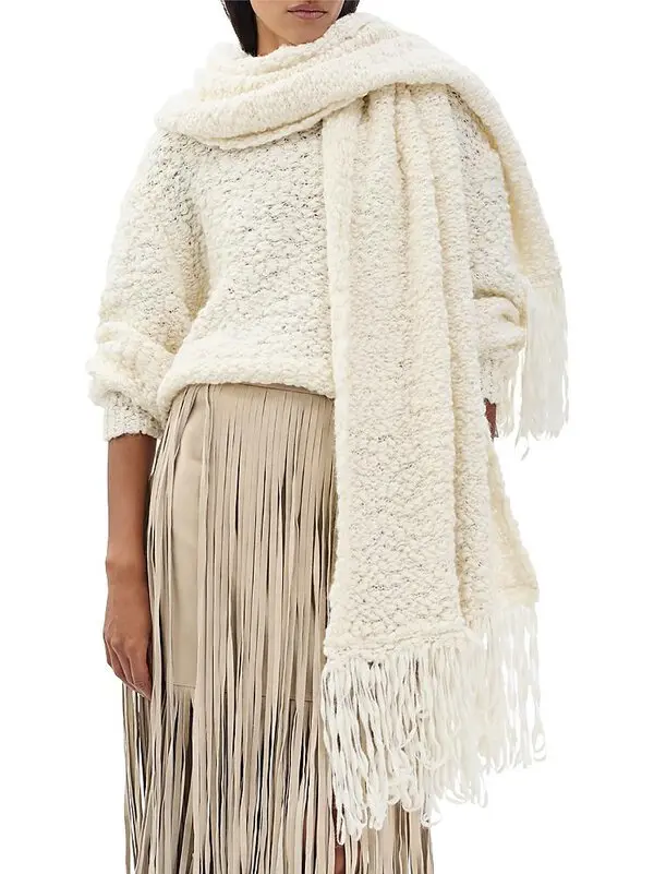 Rag & Bone Luisa Scarf Long Sleeve Sweater - Ivory