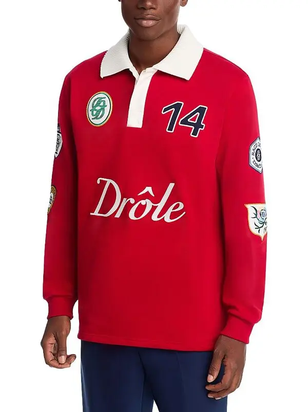 Drole De Monsieur Logo Graphic Polo Racing Shirt - Red