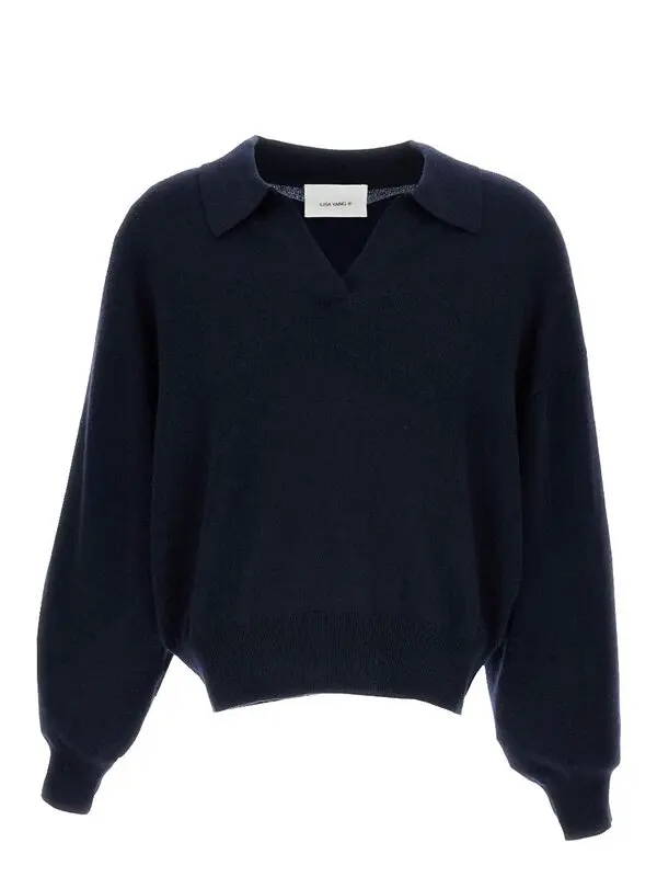 LISA YANG Virgin Wool Polo Sweater - Blue