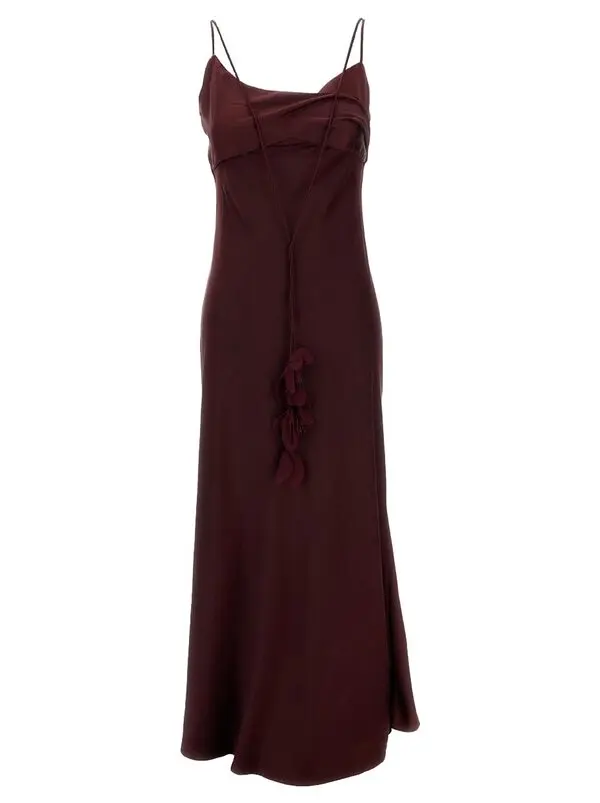 SELF-PORTRAIT Midi Slip Dress With Floral Detail - Red