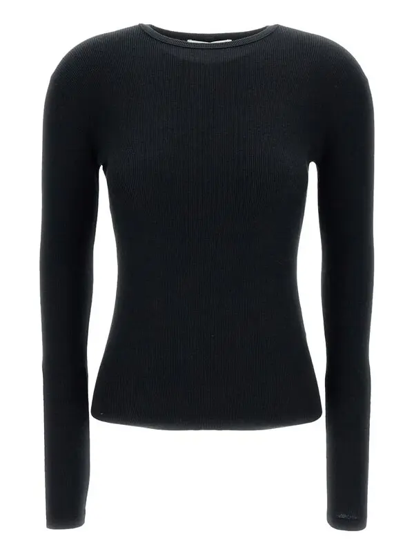 LISA YANG Long Sleeve Cotton Blend T-shirt - Black