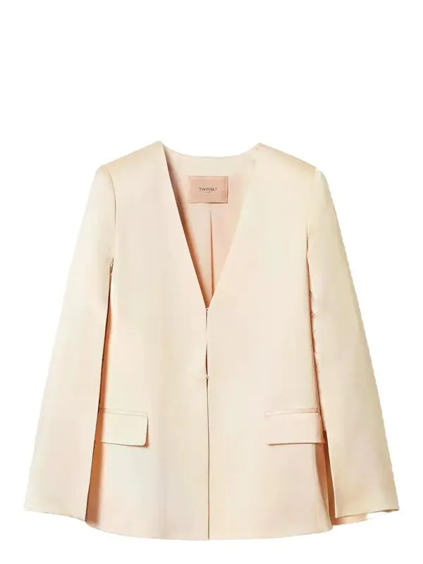 TWINSET Cape-detail Satin Blazer - Neutrals