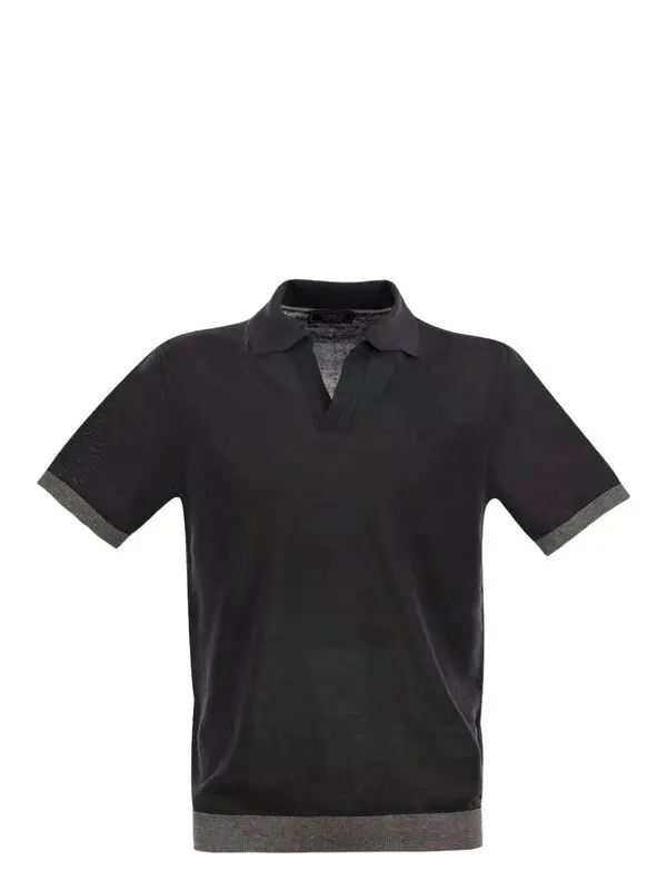 Peserico Ribbed Trim Polo Shirt - Black
