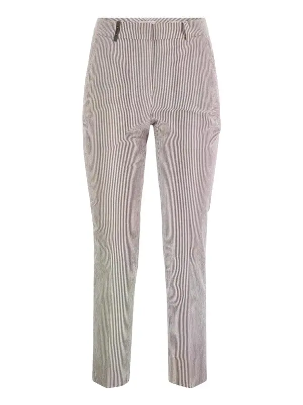 Peserico Stitching Seersucker Cigarette Trousers - Neutrals